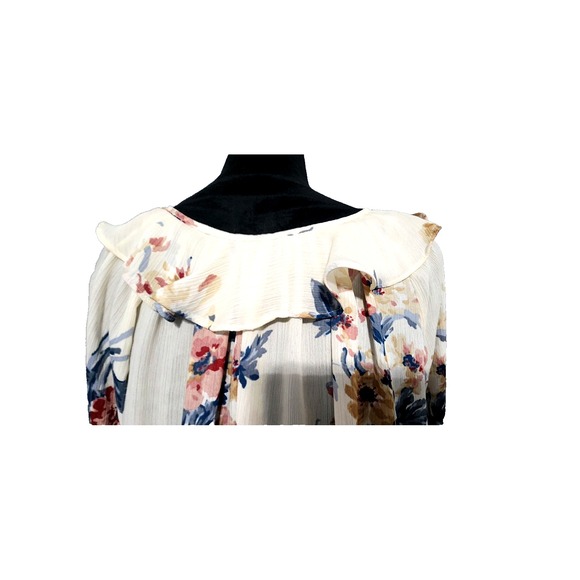 Chaps | Tops | Chaps Cream Floral Size Xl Balloon Sleeve Semi Sheer ...